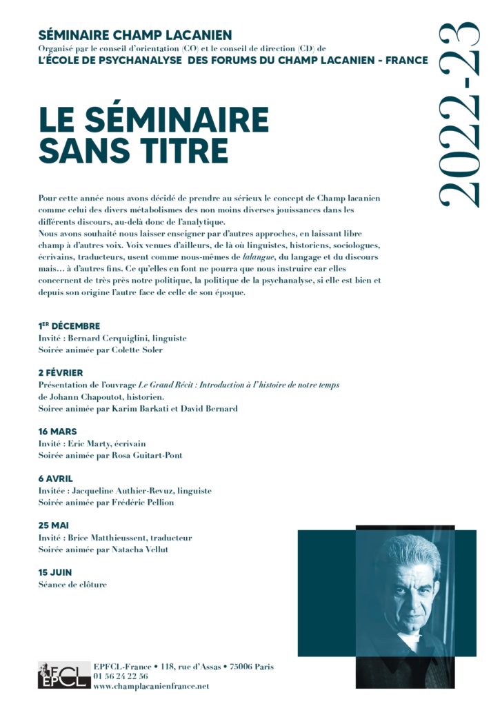 Archives des Séminaire du Champ lacanien - EPFCL